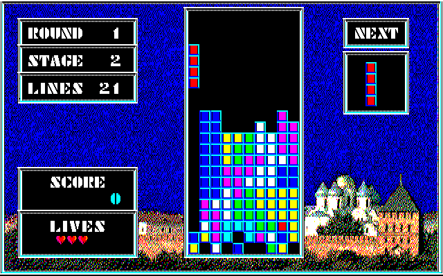 Screenshot of Tetris (PC-88, 1988) - MobyGames