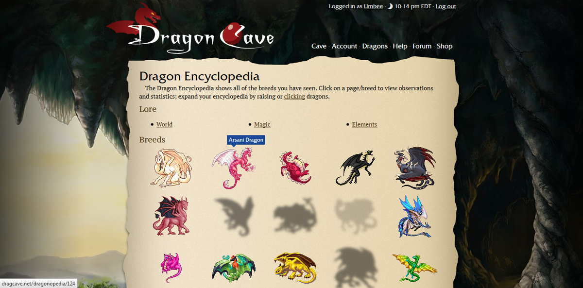 Screenshot of Dragon Cave (Browser, 2006) - MobyGames