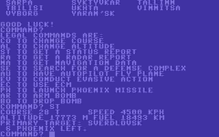 Screenshot of B-1 Nuclear Bomber (Commodore 64, 1978) - MobyGames
