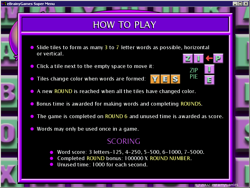 Screenshot of Super Word Slide (Windows, 2000) - MobyGames