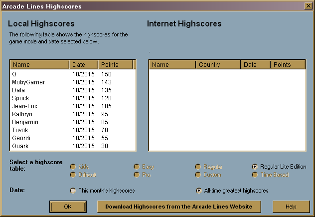 Screenshot of Arcade Lines (Windows, 2003) - MobyGames