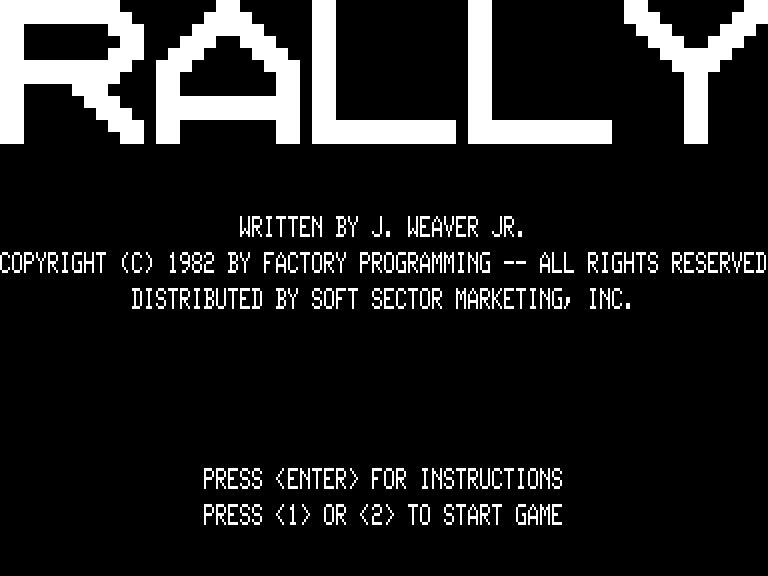 Screenshot of Rally (TRS-80, 1982) - MobyGames