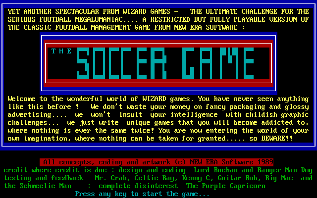 The Soccer Game (1989) - MobyGames