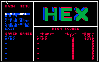 Screenshot of Hex (Amiga, 1986) - MobyGames