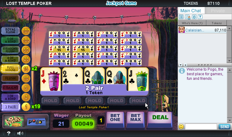 Screenshot of Lost Temple Poker (Browser, 2006) - MobyGames