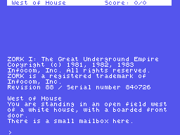 Screenshot of Zork: The Great Underground Empire (Tatung Einstein, 1980 ...
