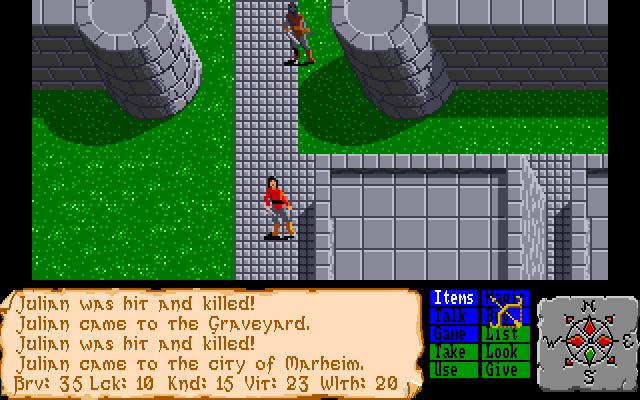 Screenshot of The Faery Tale Adventure: Book I (Amiga, 1987) - MobyGames