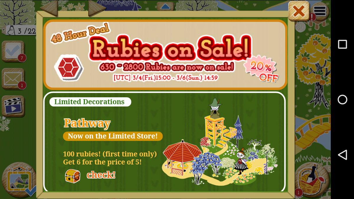 Screenshot of Moomin: Welcome to Moominvalley (Android, 2015) - MobyGames