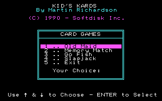 Screenshot of Kid's Kards (DOS, 1990) - MobyGames