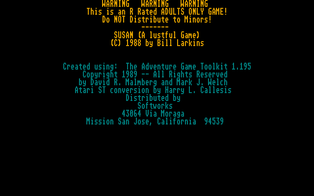 Susan (A lustful Game) (1988) - MobyGames