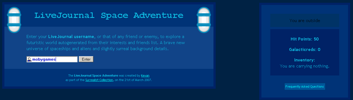 LiveJournal Space Adventure (2007) - MobyGames