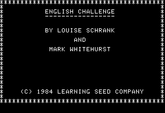 English Challenge (1984) - MobyGames
