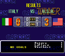 Screenshot of Capcom's Soccer Shootout (SNES, 1994) - MobyGames