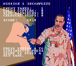 Screenshot of Garry Kitchen's Super Battletank: War in the Gulf (Genesis, 1992) - MobyGames