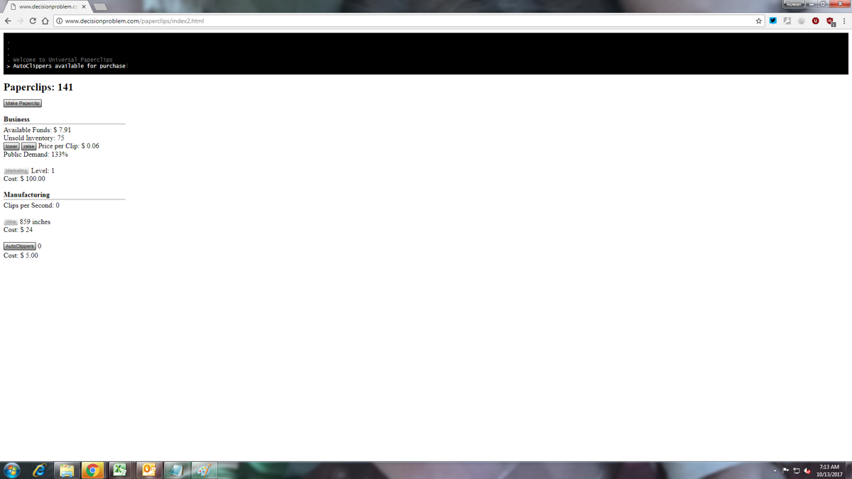Screenshot of Universal Paperclips (Browser, 2017) - MobyGames Screenshot of Universal Paperclips (Browser, 2017) - MobyGames