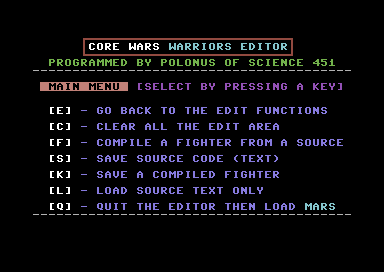 Core Wars: Warriors Editor (1990) - MobyGames