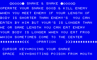 Screenshot of Snake & Snake (Sharp MZ-80K/700/800/1500, 1982) - MobyGames
