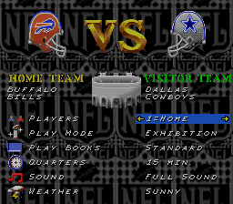 Screenshot of NFL Football (SNES, 1993) - MobyGames