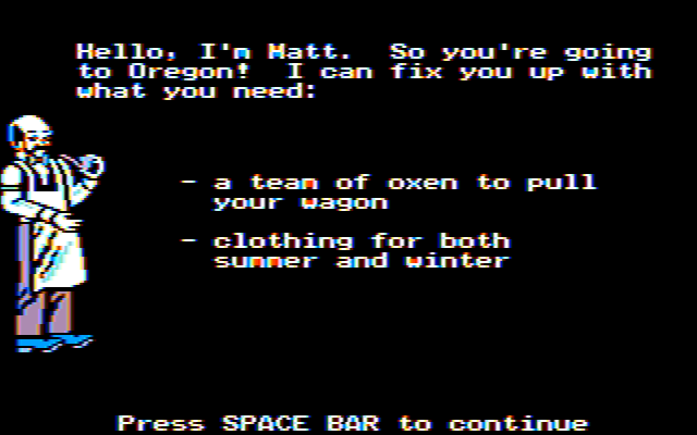 Screenshot of The Oregon Trail (DOS, 1985) - MobyGames