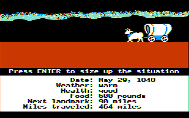 Screenshot of The Oregon Trail (DOS, 1985) - MobyGames