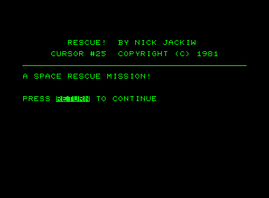 Rescue! (1981) - MobyGames