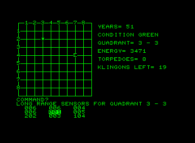 Screenshot of Star Trek 64 (Commodore PET/CBM, 1983) - MobyGames