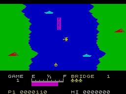 Screenshot of River Raid (ZX Spectrum, 1982) - MobyGames