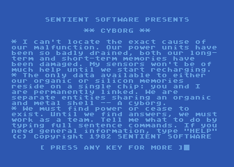 Screenshot of Cyborg (Atari 8-bit, 1981) - MobyGames