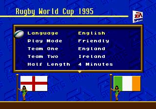 Screenshot of Rugby World Cup 95 (Genesis, 1994) - MobyGames