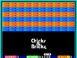 Screenshot of Chicks & Bricks (ZX Spectrum, 2007) - MobyGames