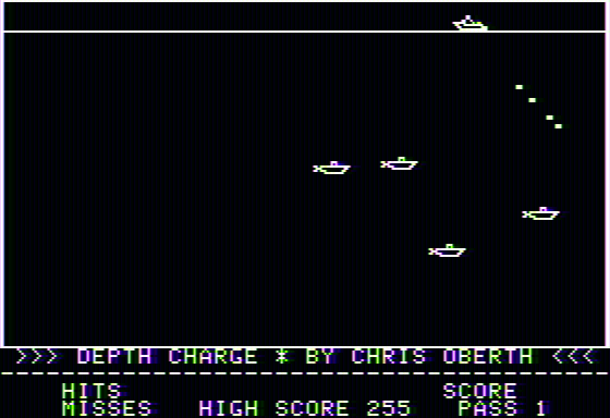 Screenshot of Depth Charge (Apple II, 1978) - MobyGames