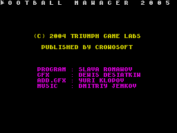 Screenshot of ZX Football Manager 2005 (ZX Spectrum, 2004) - MobyGames