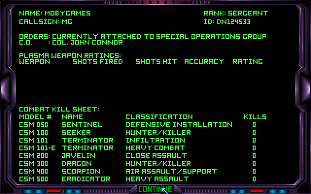 Screenshot of The Terminator 2029 (DOS, 1992) - MobyGames