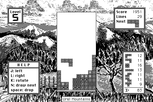 Screenshot of Tetris (Macintosh, 1988) - MobyGames