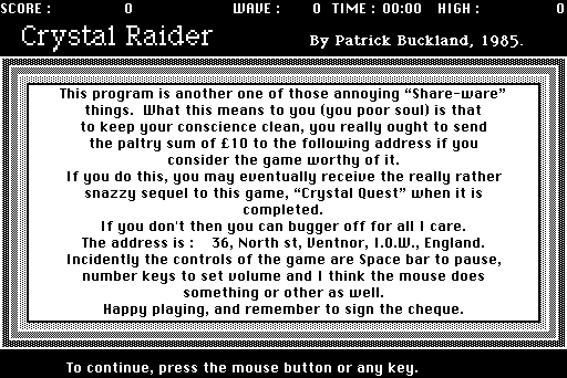 Crystal Raider (1985) - MobyGames