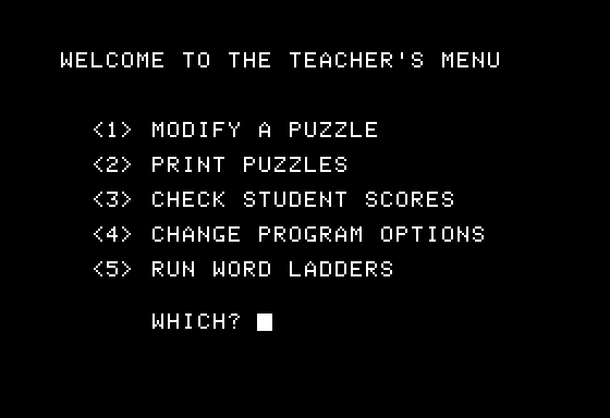 Screenshot of Word Ladders (Apple II, 1986) - MobyGames