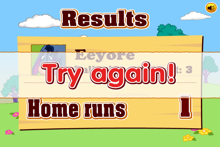 Screenshot of Winnie the Pooh: Home Run Derby (Browser, 2007) - MobyGames