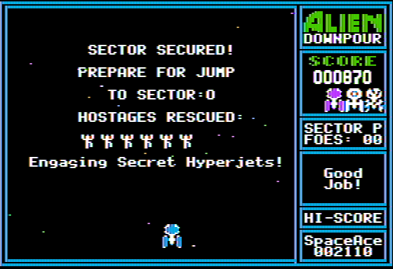 Screenshot of Alien Downpour (Apple II, 2017) - MobyGames