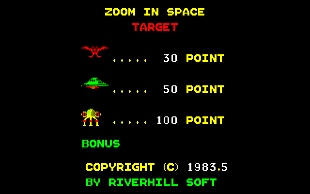 Screenshot of Zoom in Space (PC-88, 1983) - MobyGames