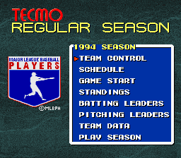 Screenshot of Tecmo Super Baseball (SNES, 1994) - MobyGames