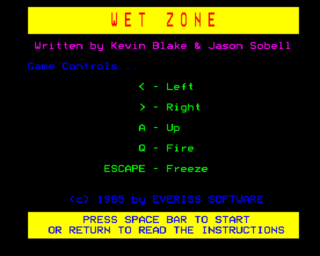 Wet Zone (1985) - MobyGames