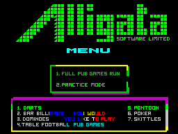 Screenshot of Pub Games (ZX Spectrum, 1986) - MobyGames