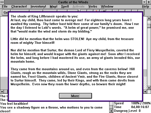 Screenshot of Castle of the Winds II: Lifthransir's Bane (Windows 3.x ...