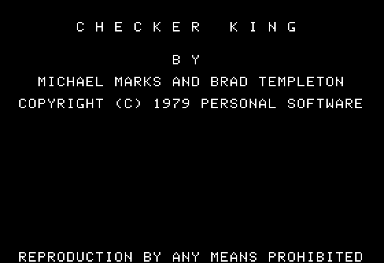 Screenshot of Checker King (Apple II, 1980) - MobyGames