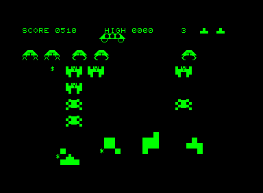 Screenshot of Space Invaders (Commodore PET/CBM, 1980) - MobyGames