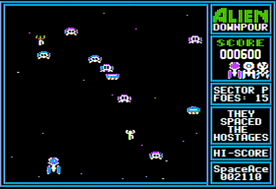 Screenshot of Alien Downpour (Apple II, 2017) - MobyGames