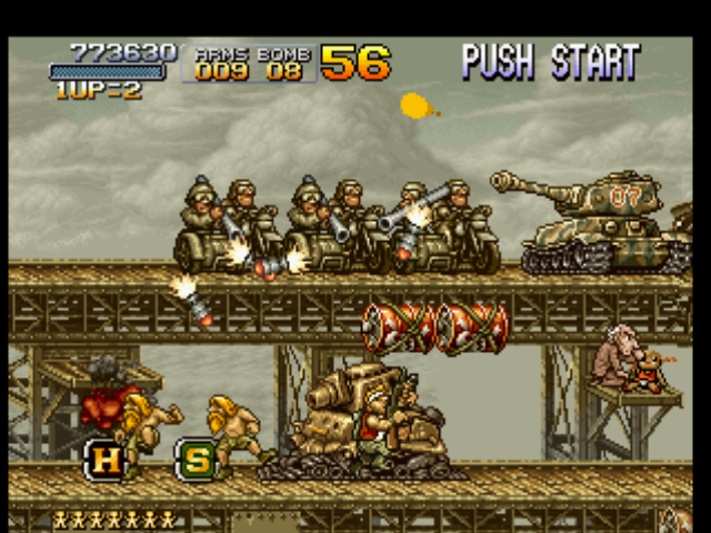 Screenshot of Metal Slug: Super Vehicle - 001 (PlayStation, 1996 ...