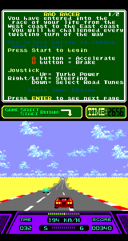 Screenshot of Rad Racer (Arcade, 1987) - MobyGames