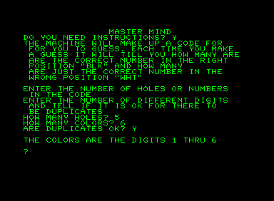 Master Mind (1980) - MobyGames
