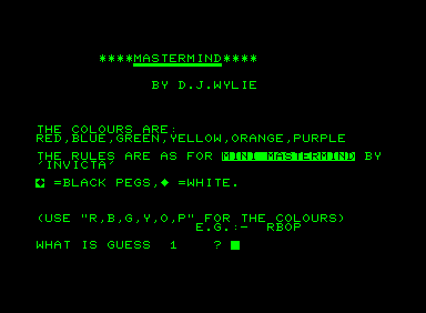 Mastermind (1980) - MobyGames